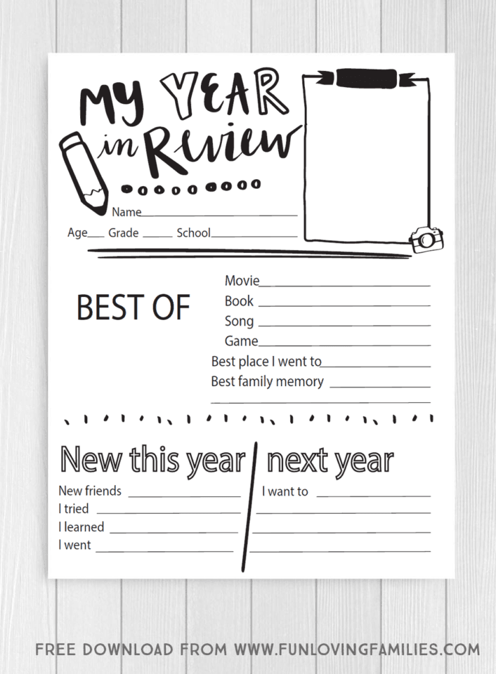 2025 Year in Review Printable for Kids - Fun Loving Families