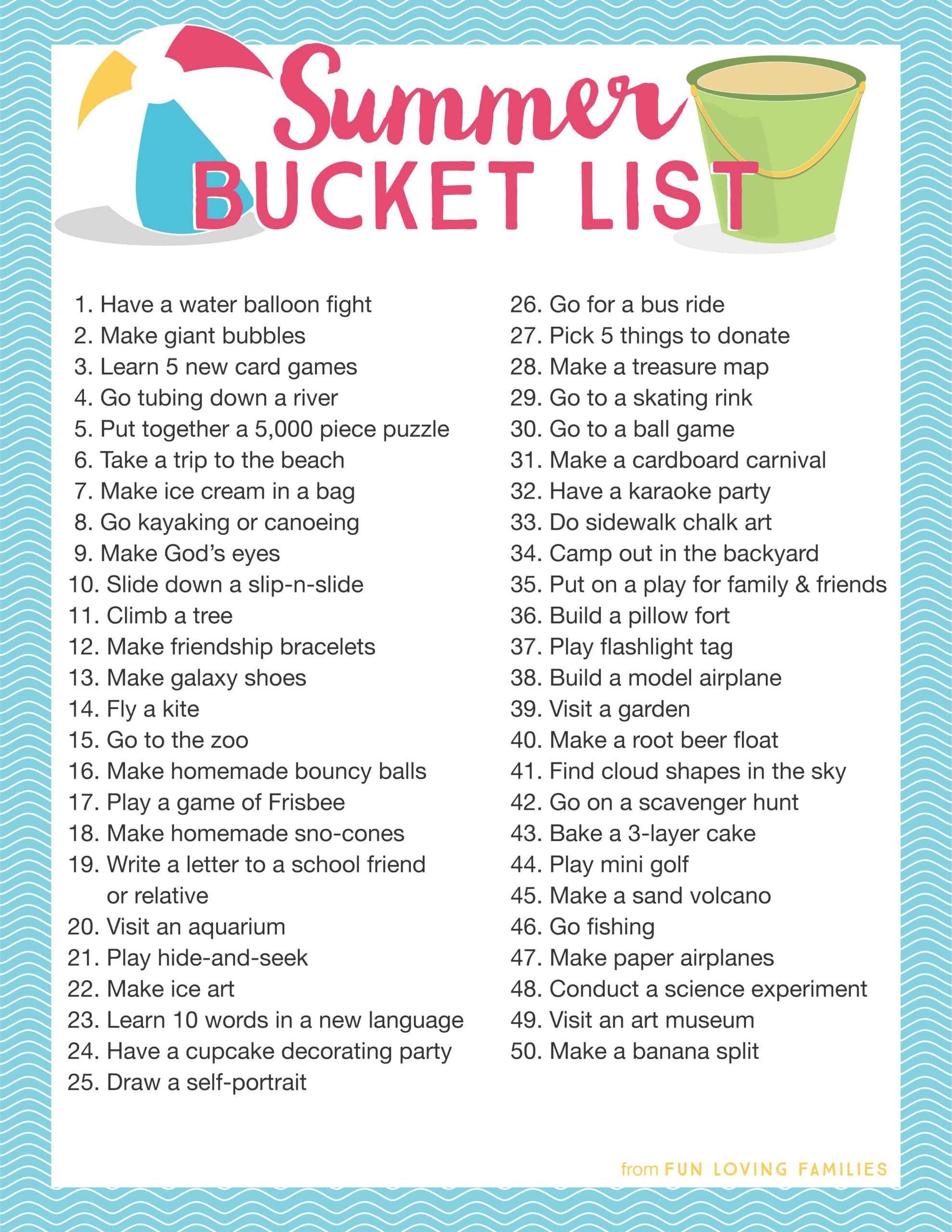 Paper Calendars Planners Summer Bucket List Activity For The Family 