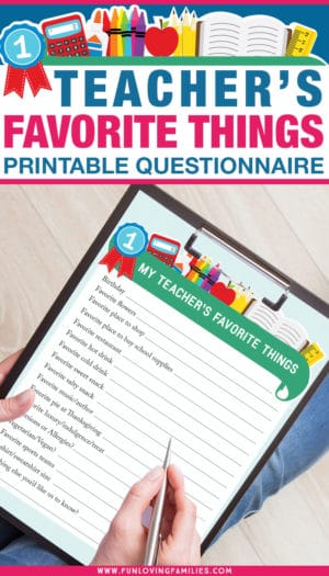 3 Teacher Favorite Things Printable Questionnaires for Teacher Gifts ...
