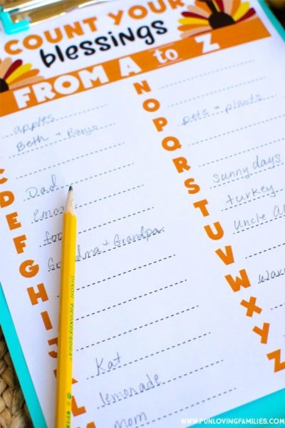 Count Your Blessings from A to Z: A Thanksgiving Gratitude Activity for ...