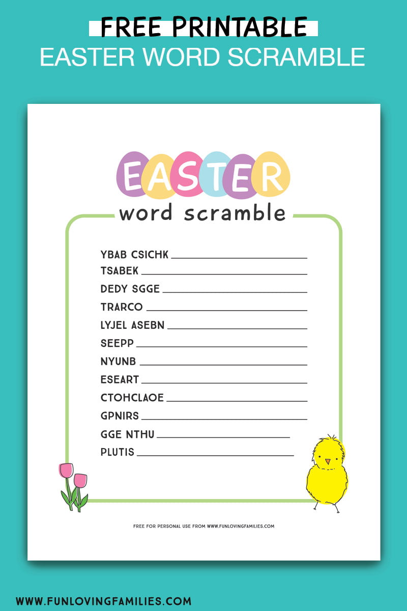 Easter Word Scramble Printable Fun Loving Families