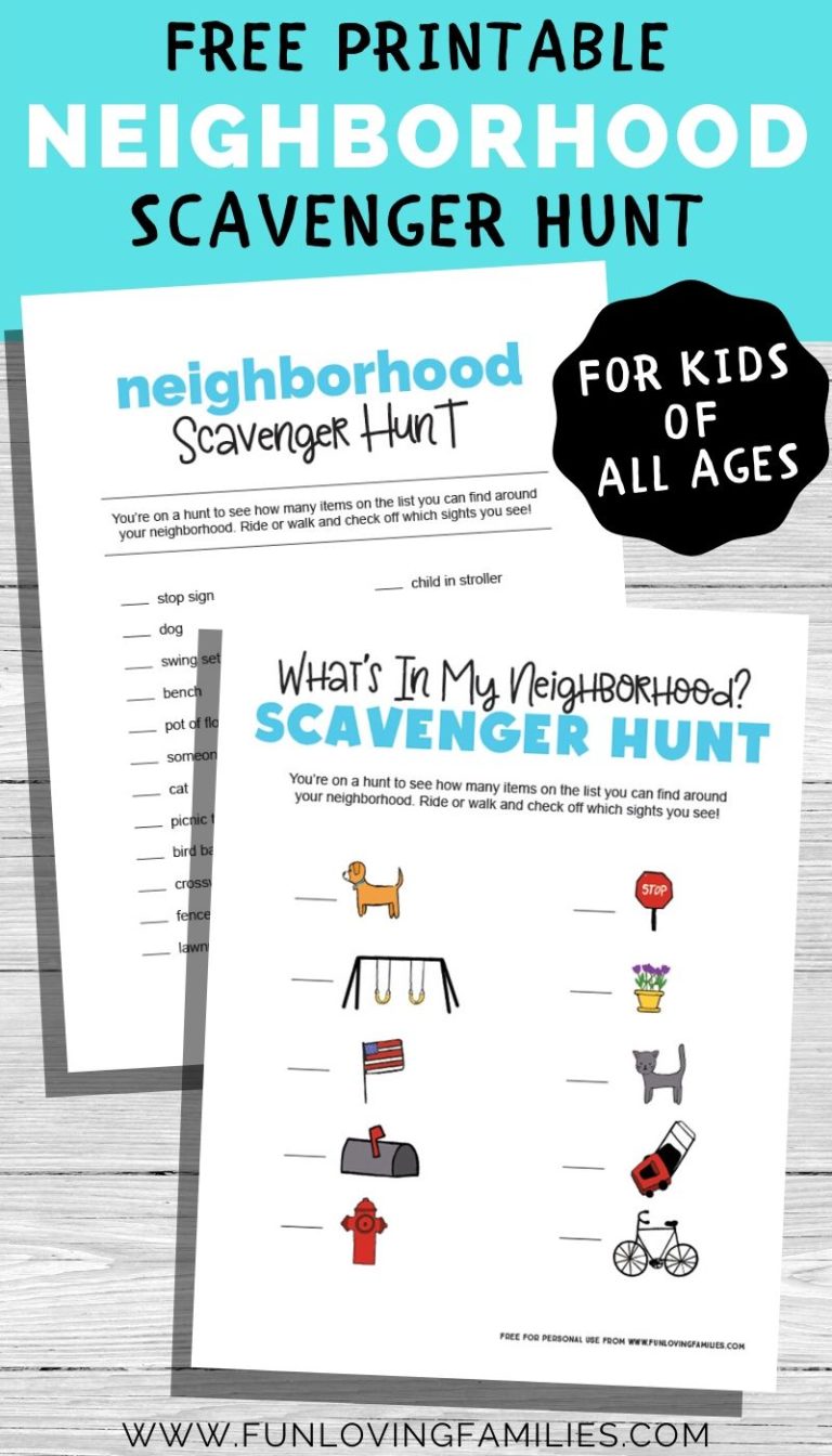 Neighborhood Scavenger Hunt Printable - Fun Loving Families