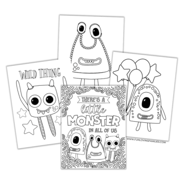 Monster Coloring Pages: 4 Cute and Silly Monsters for Kids (Free ...