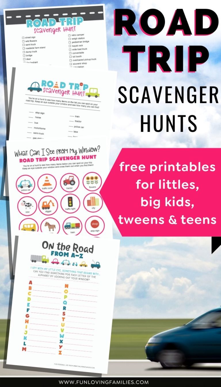 Road Trip Scavenger Hunt: Free Printable Lists for Kids - Fun Loving ...