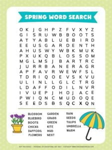 Spring Word Search: Free Printable Activity Sheet for Kids - Fun Loving ...