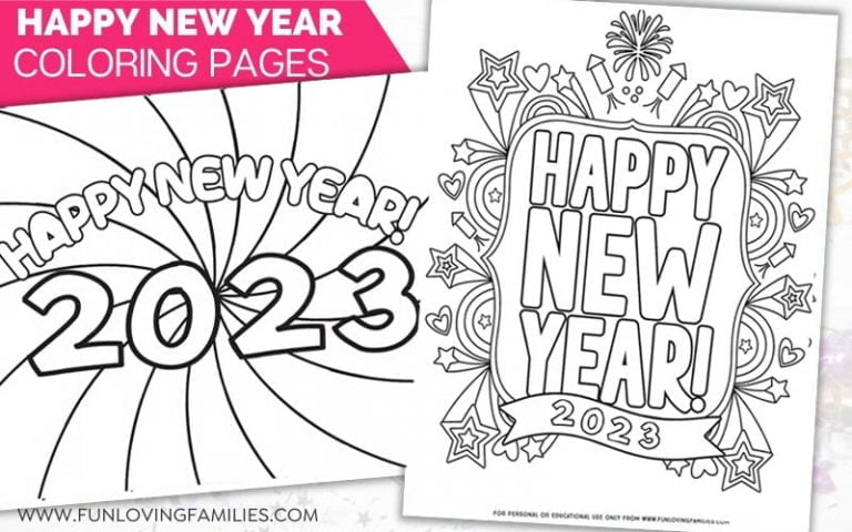 Happy New Year Coloring Pages for 2023 - Fun Loving Families
