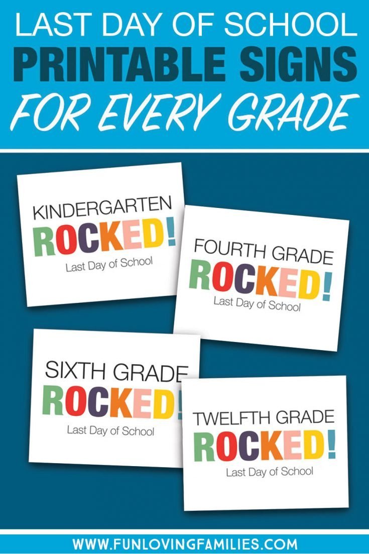 Free Printable Last Day of School Signs for All Grades 2024