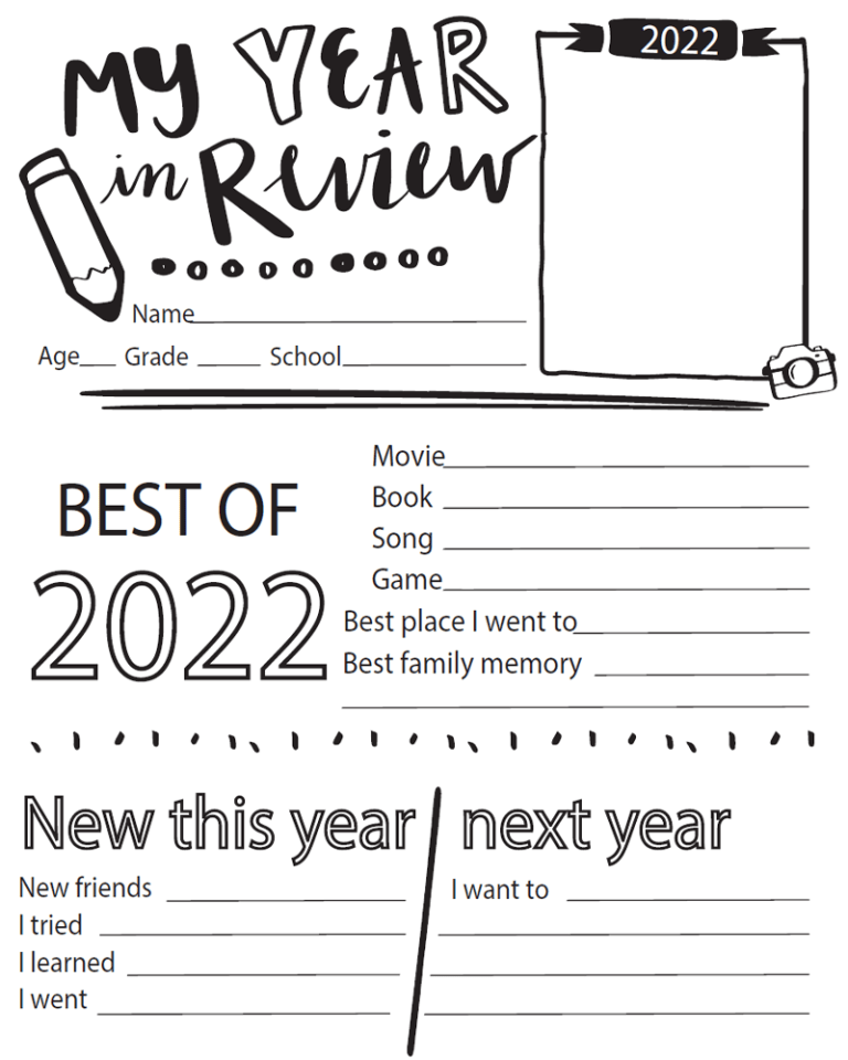 2022 Year in Review Printable for Kids - Fun Loving Families